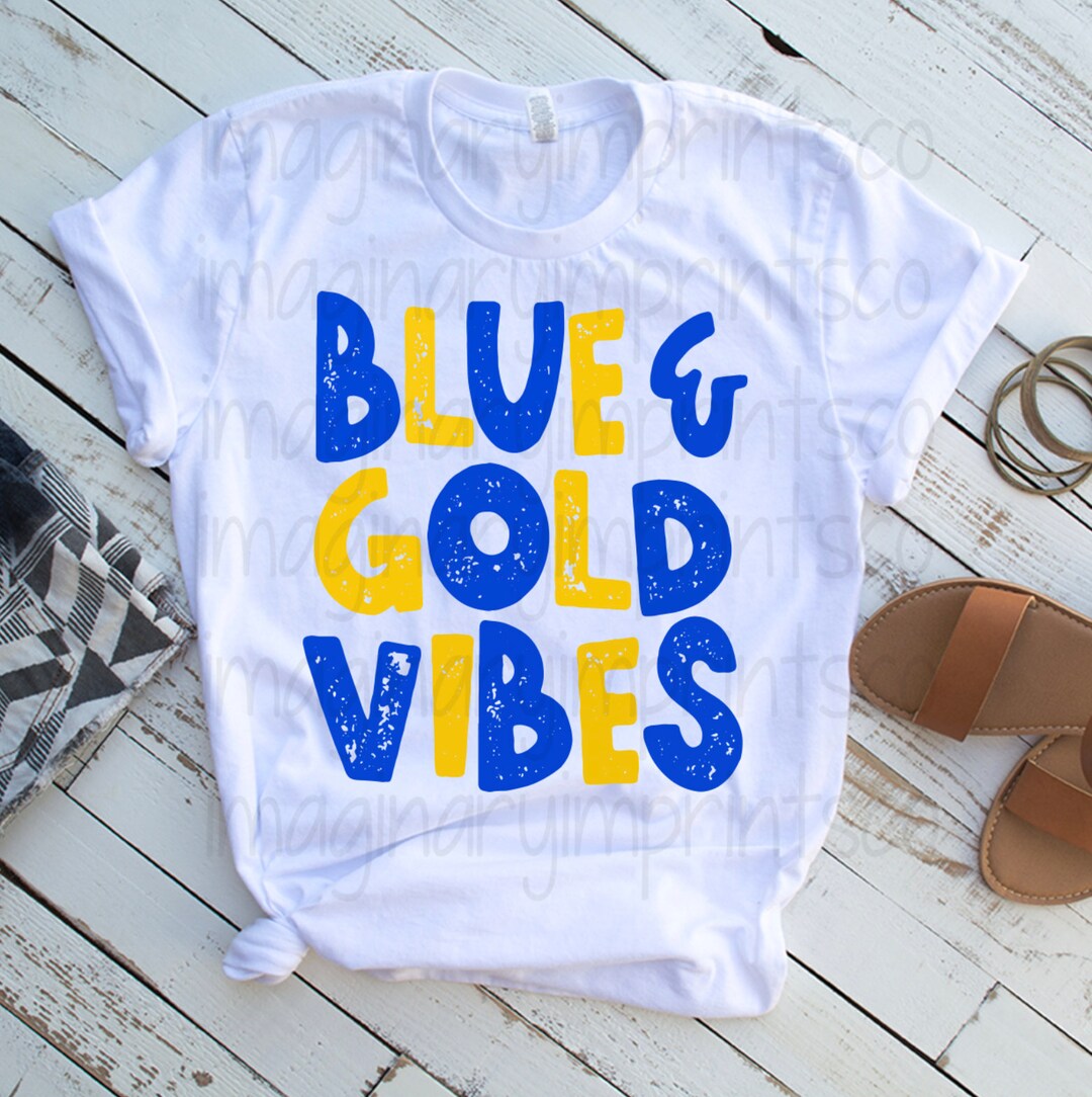 Blue and Gold Vibes Png - Sublimation Design - Digital Design - DTG ...