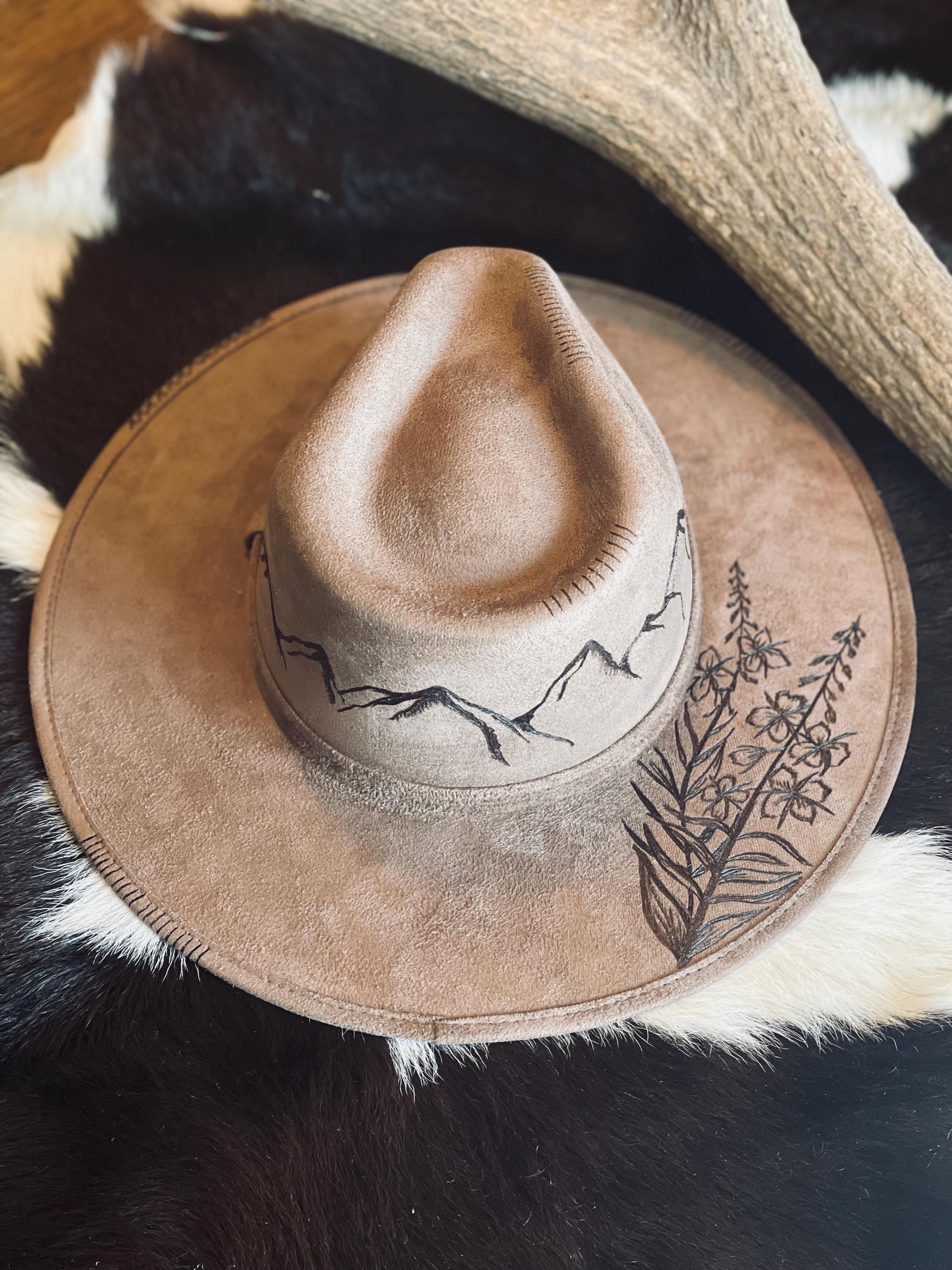 Mountains/fireweed Burned Hat - Etsy