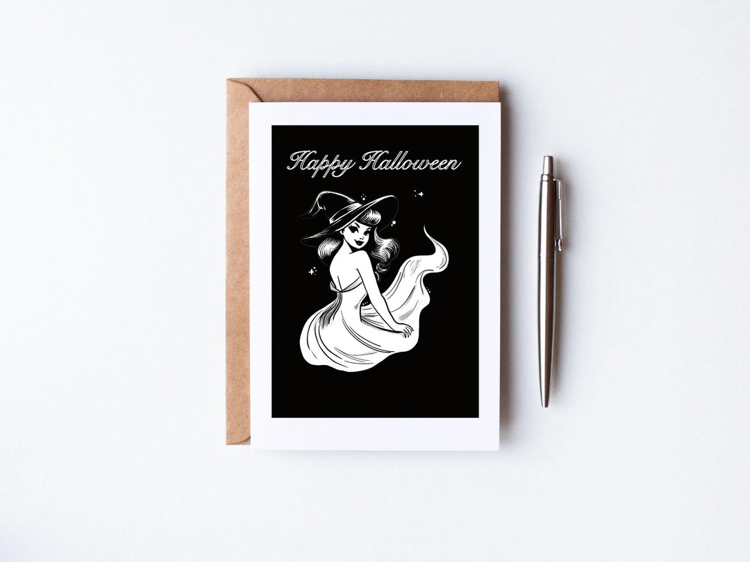 Cute Pinup Ghost Witch Printable Halloween Art - Etsy