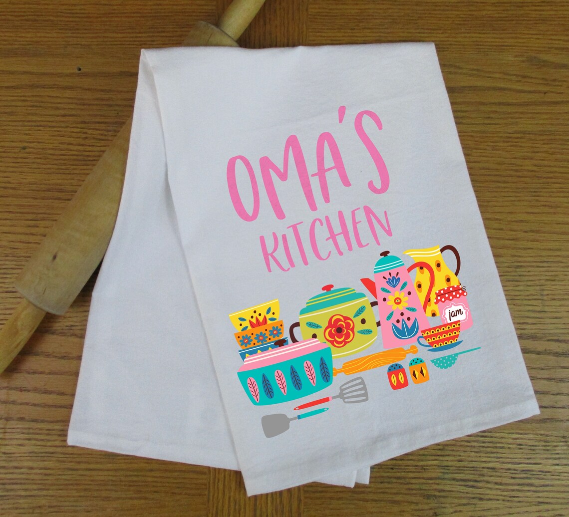 Oma's Flour Sack Towel, Oma's Kitchen, Oma Tea Towel, Gift for Oma ...