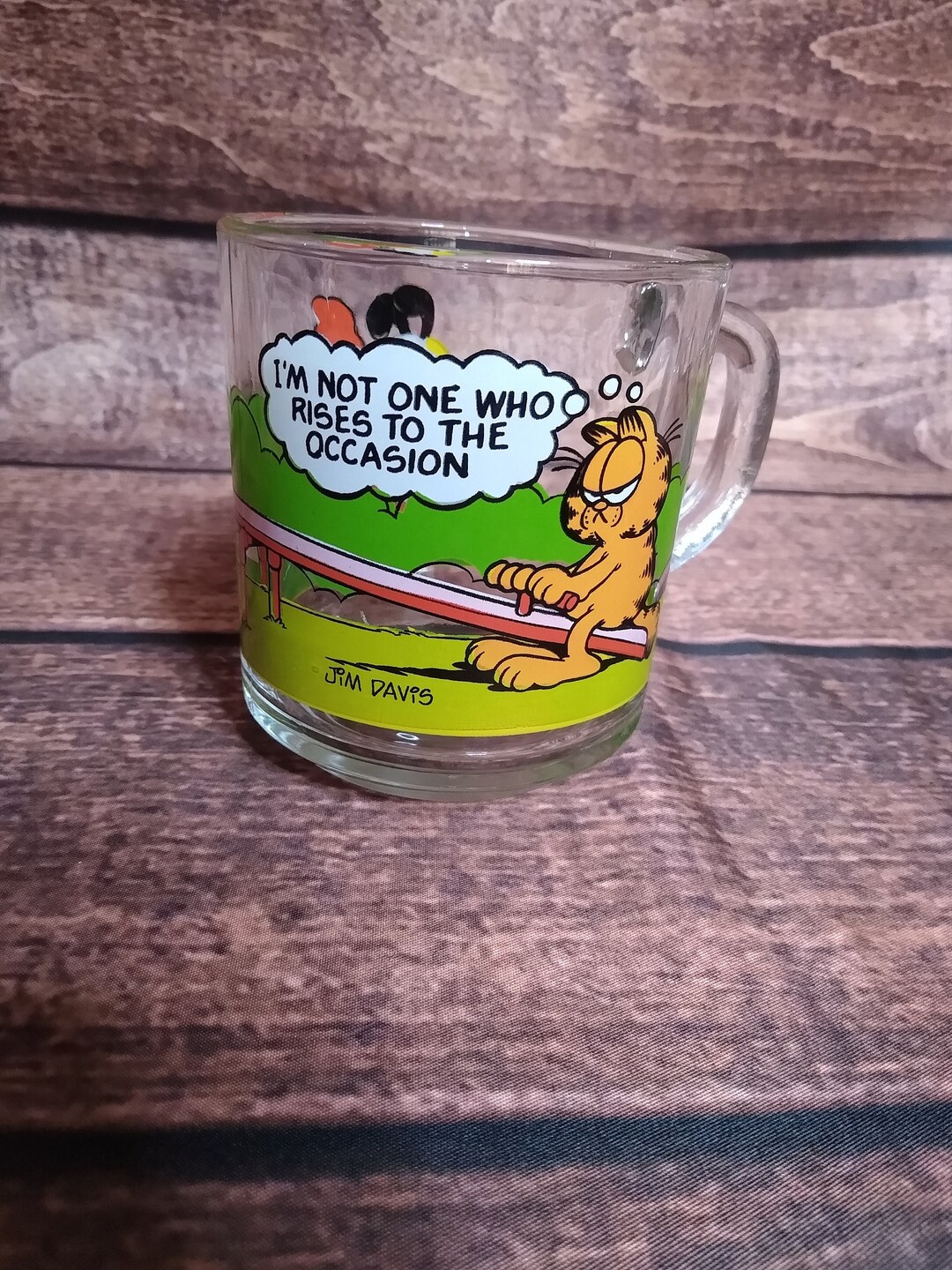 Vintage 1987 Garfield Glass Cup Mcdonald's Promo Cup Clear Glass With ...