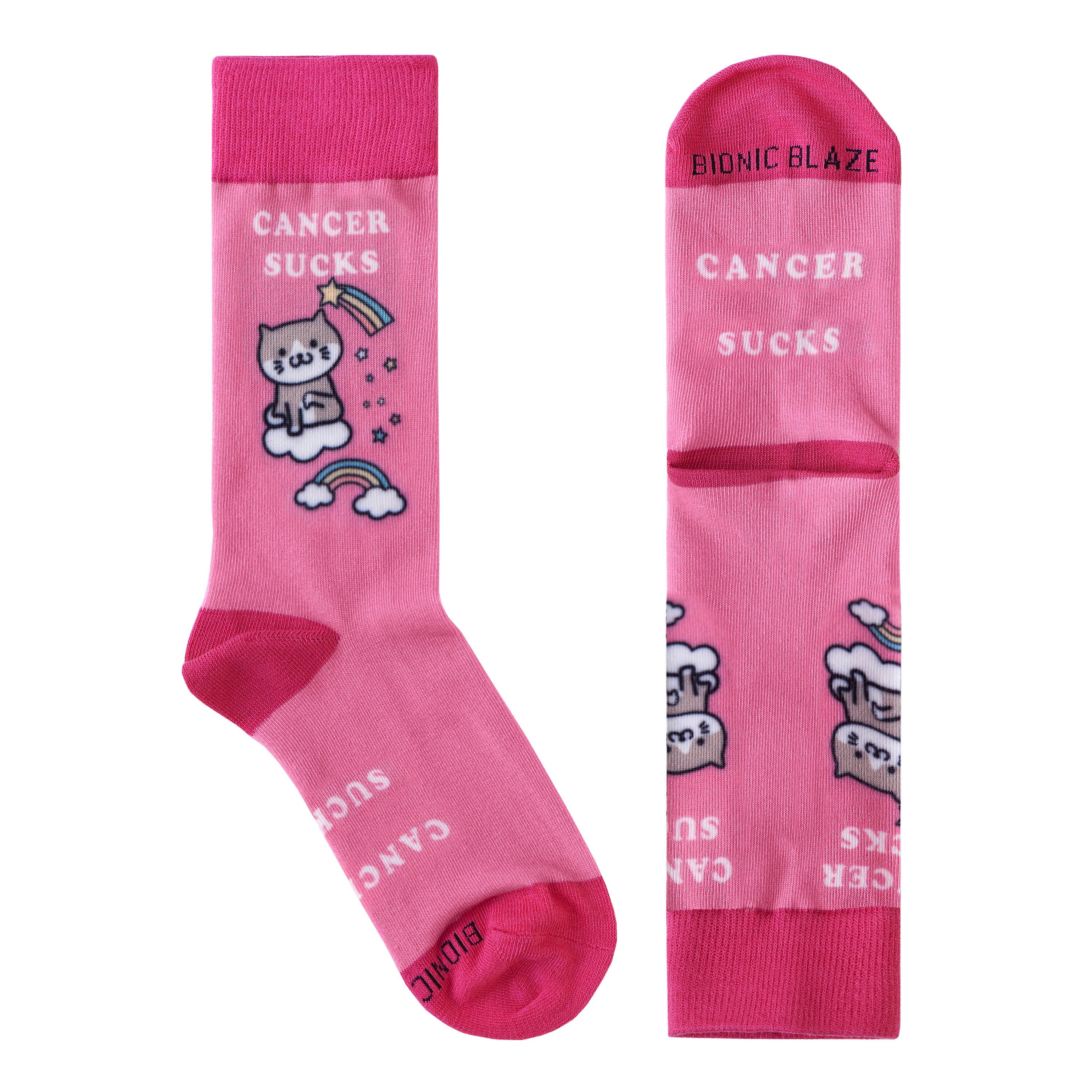 2 Pack Cancer Sucks Novelty Sock Blue/pink Cancer Survivor Designed ...