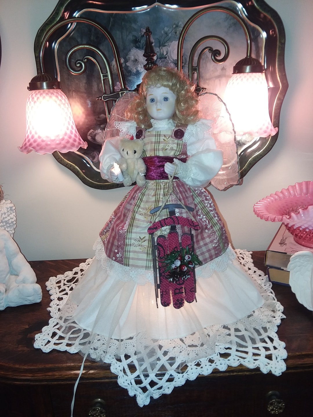 LARGE Remade Victorian Angel Tree Topper, Angel Tree Topper,christmas ...