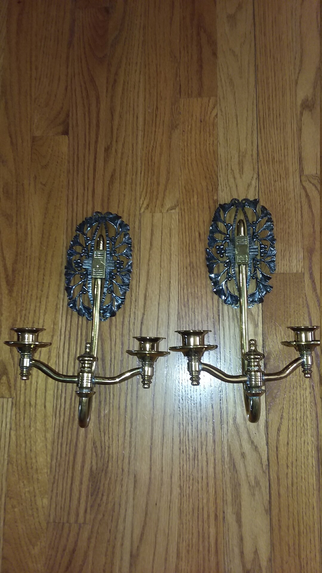 Mid Century Brass Wall Sconces, Ginkgo Leaf Metal Backplate - Etsy