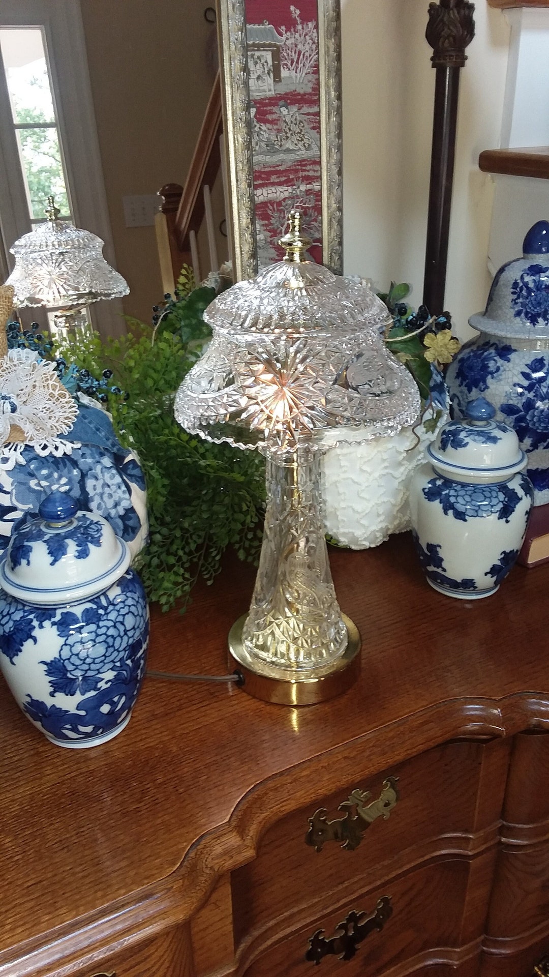 14 1/2" Hofbauer Byrdes Crystal Lamp,hofbauer Byrdes Lamp,hofbauer ...