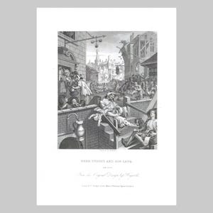 1833 William Hogarth Antique Engraving | "beer Street and Gin Lane" | "gin Lane" | Wall Decor ...