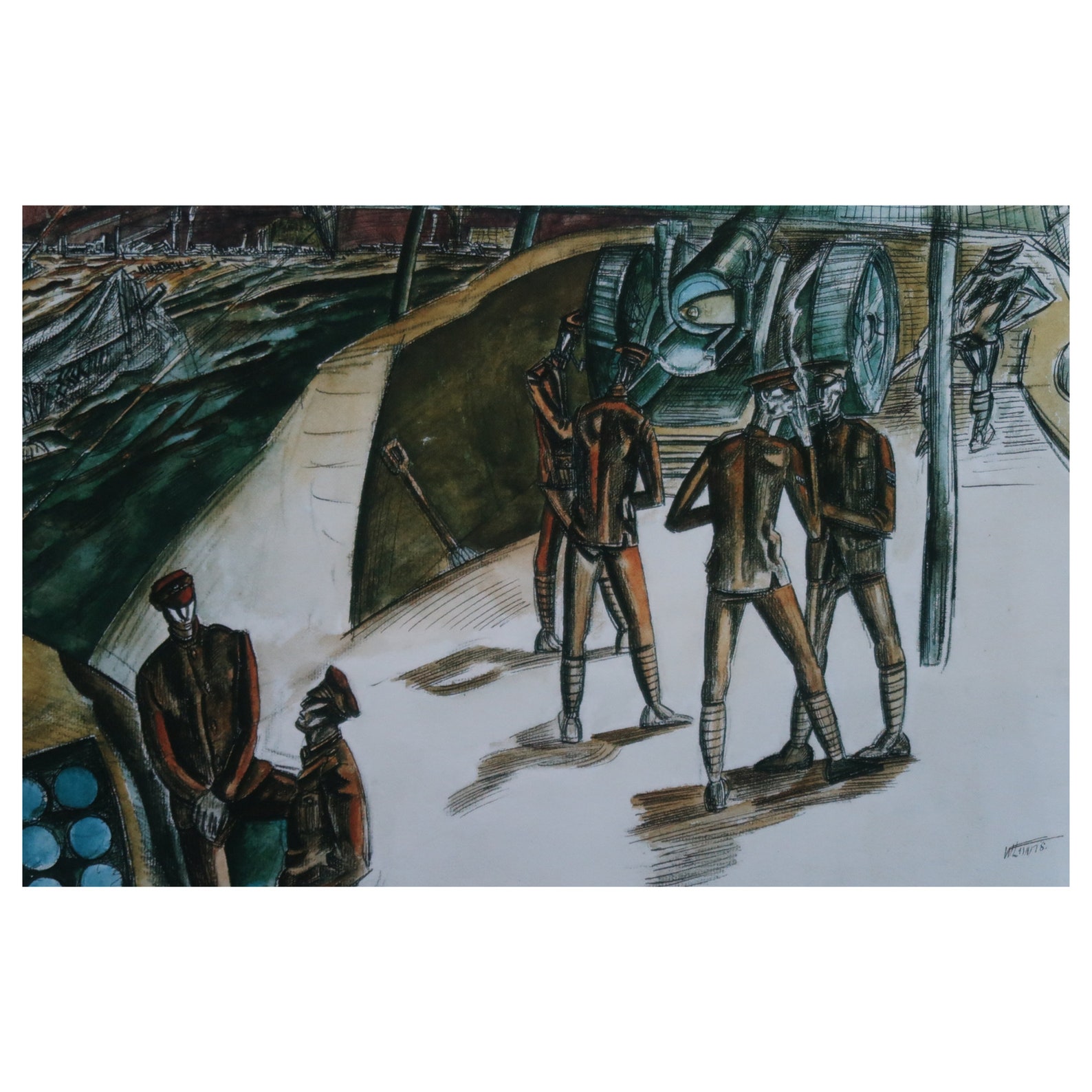 Small Percy Wyndham Lewis Vintage Print 1986 | "the Menin Road" (c1918 ...