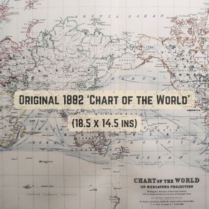Original 1882 'chart of the World on Mercators Projection by Keith Johnston Handy Royal Atlas ...