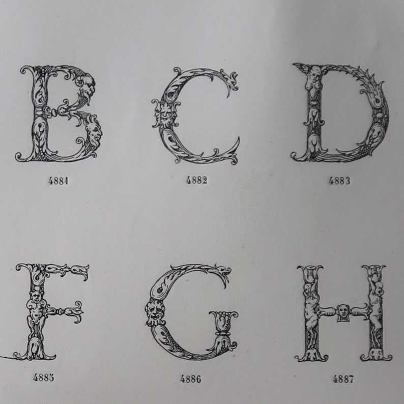 Genuine Antique Late 1800s 16thc Uppercase Alphabet Print From the ...
