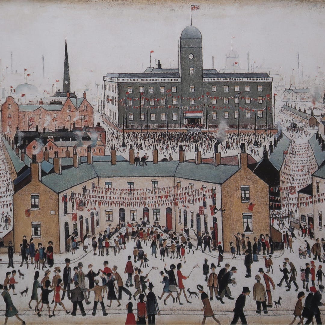 LS Lowry Vintage Print 2001 | "ve Day" (1945) | Home Decor | Wall Art ...