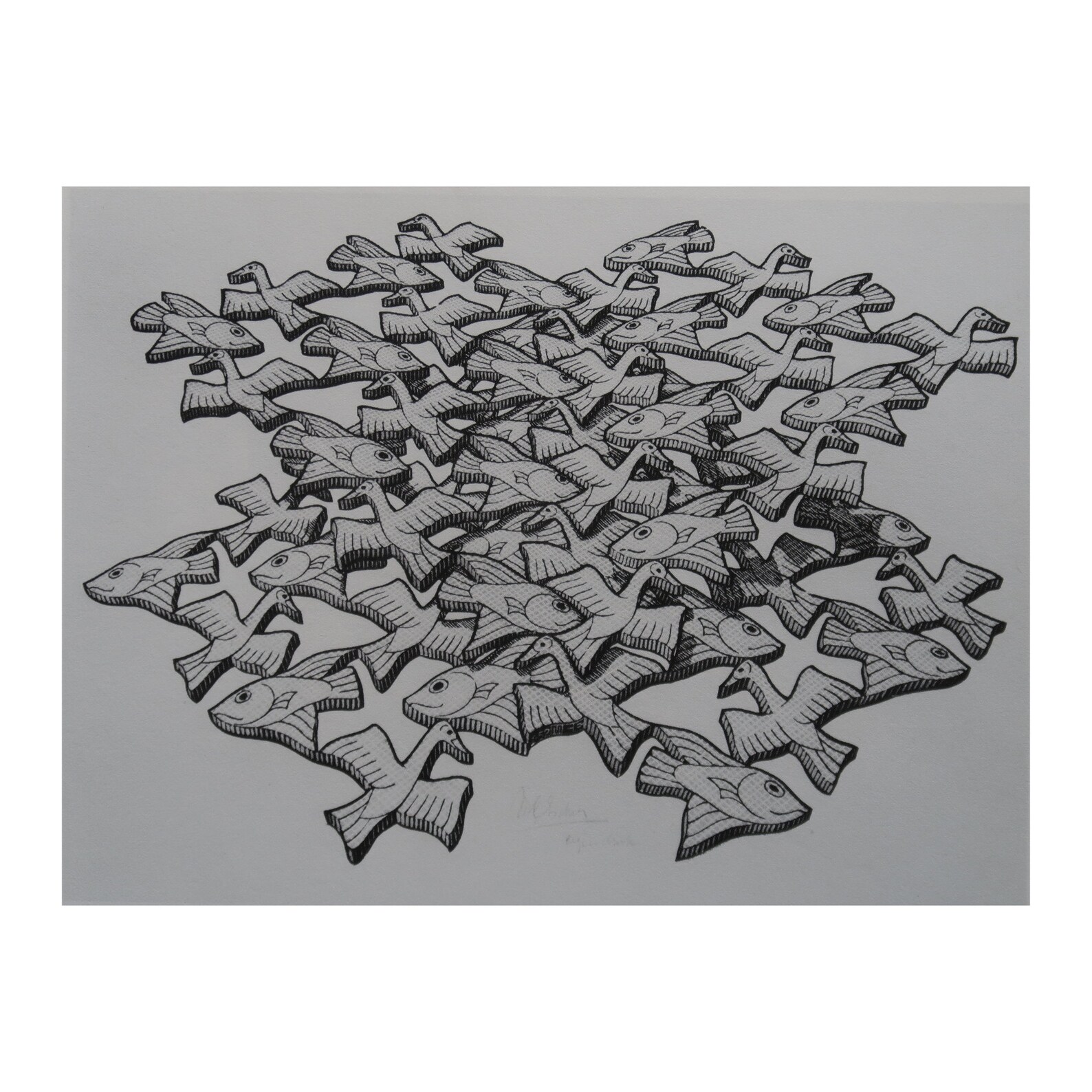 Double-sided MC Escher Vintage Print 1971 puddle 1952 Home Decor Wall ...