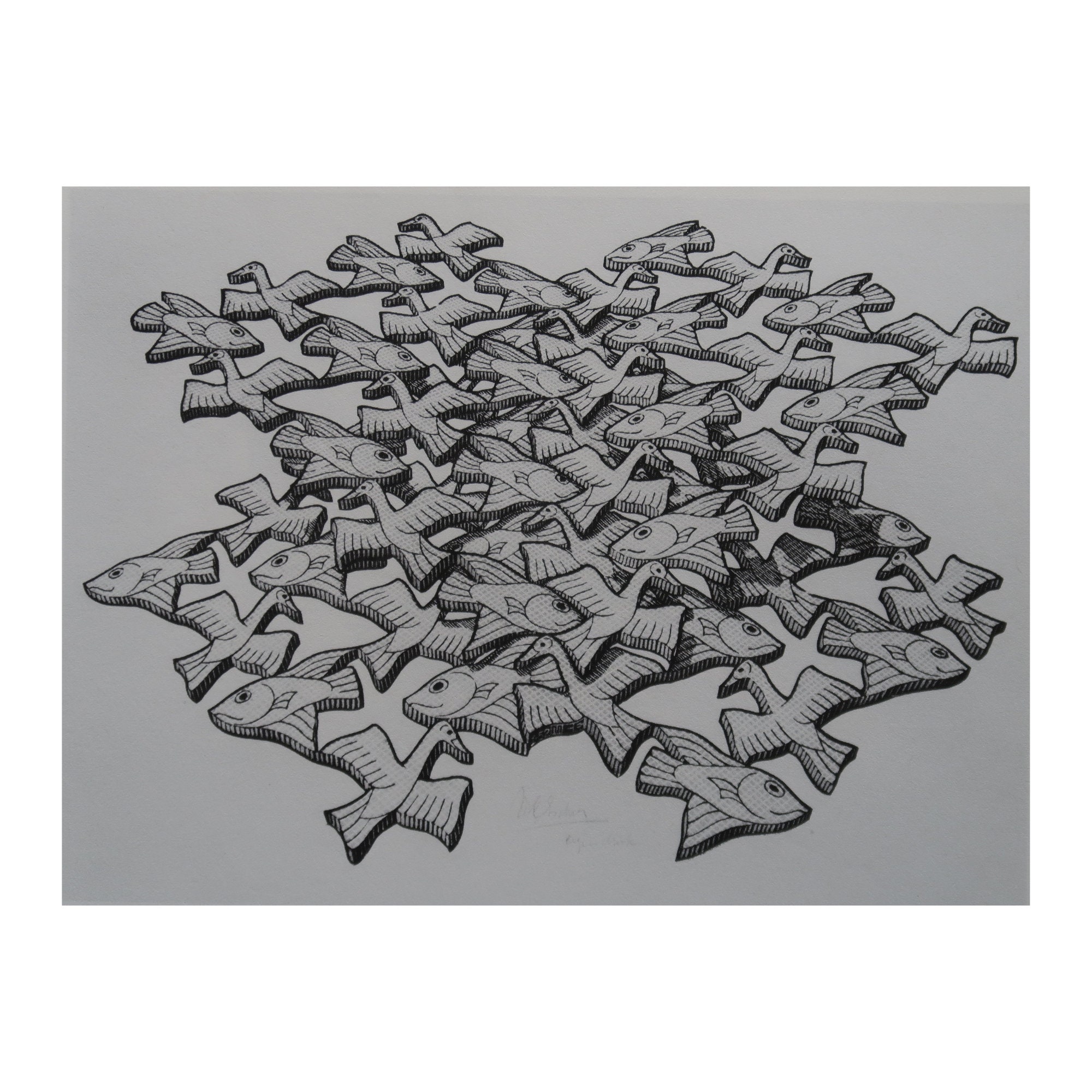 Double-sided MC Escher Vintage Print 1971 puddle 1952 Home Decor Wall ...