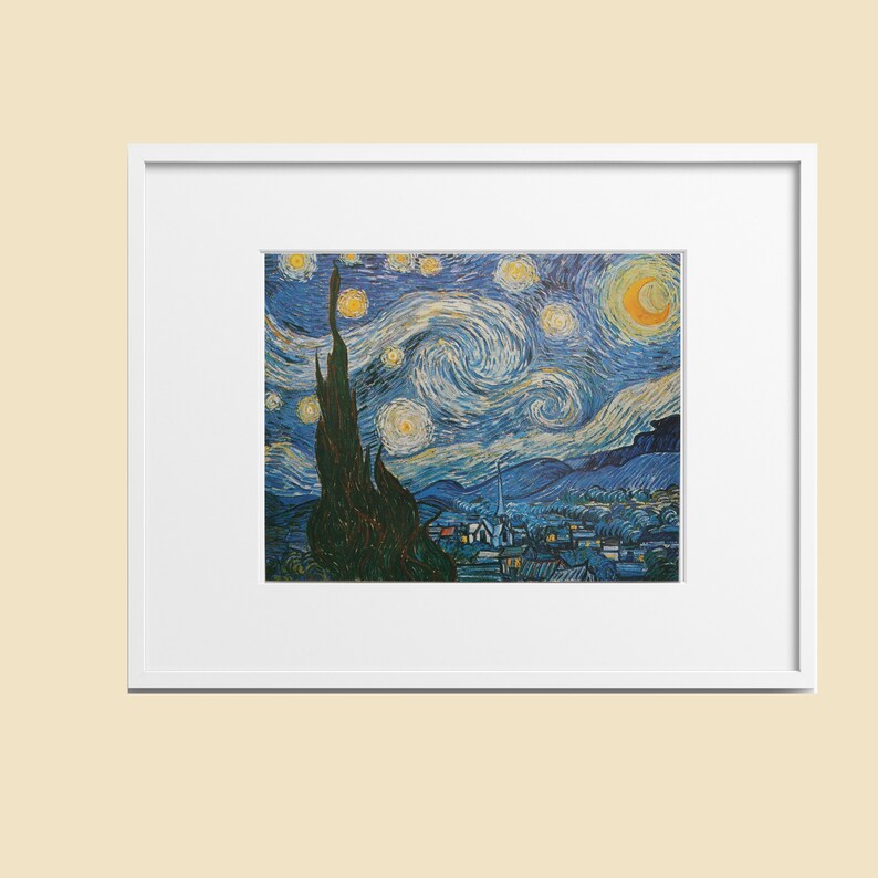 Vincent Van Gogh Vintage Print 1990 the Starry Night Saint-remy 1889 ...