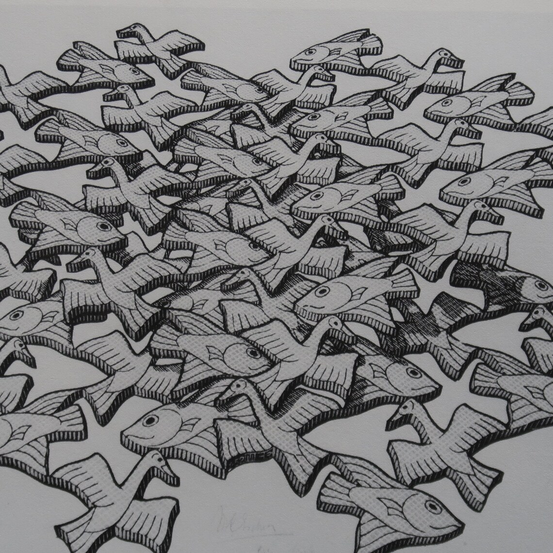 Double-sided MC Escher Vintage Print 1971 puddle 1952 Home Decor Wall ...
