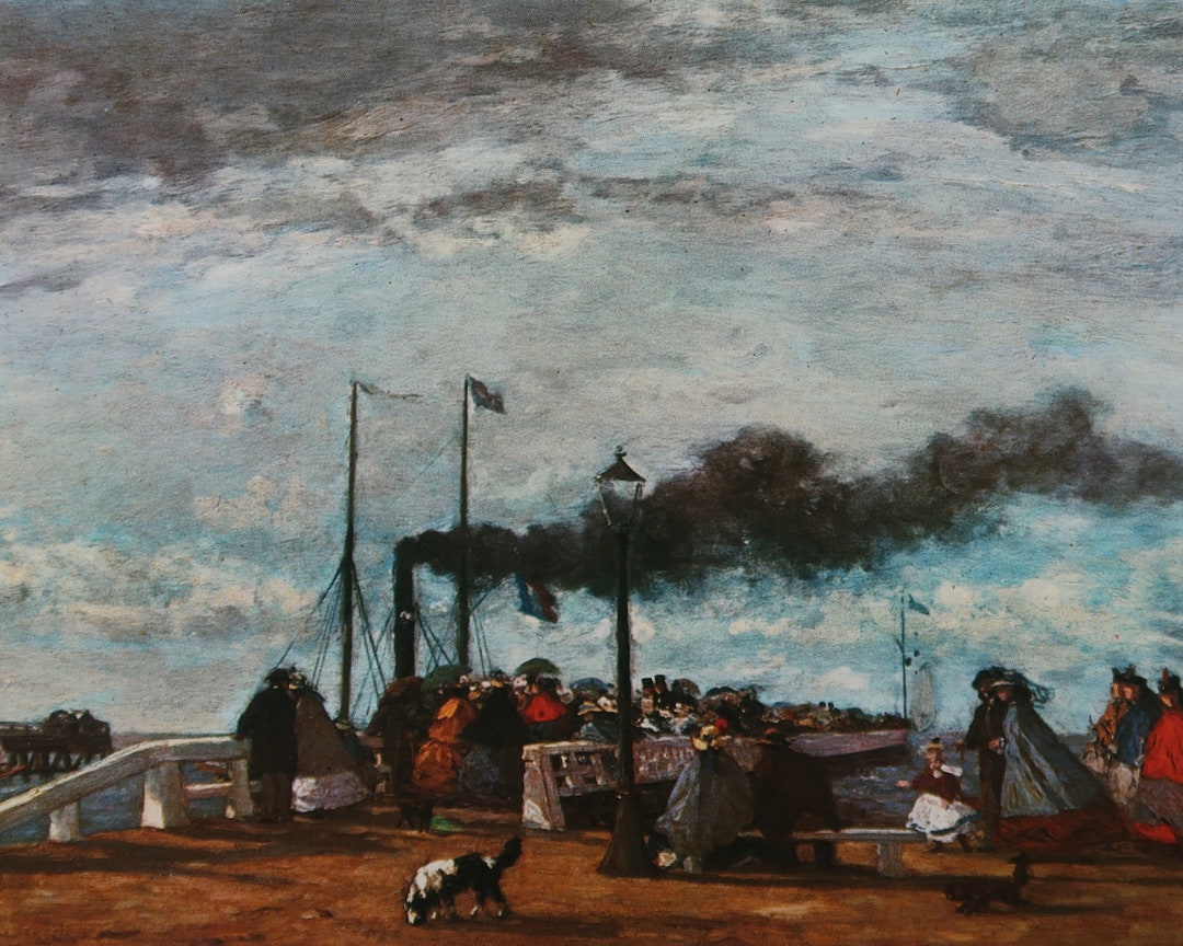 Eugene Boudin Vintage Print 1976 jetty at Trouville 1865 Home Decor ...