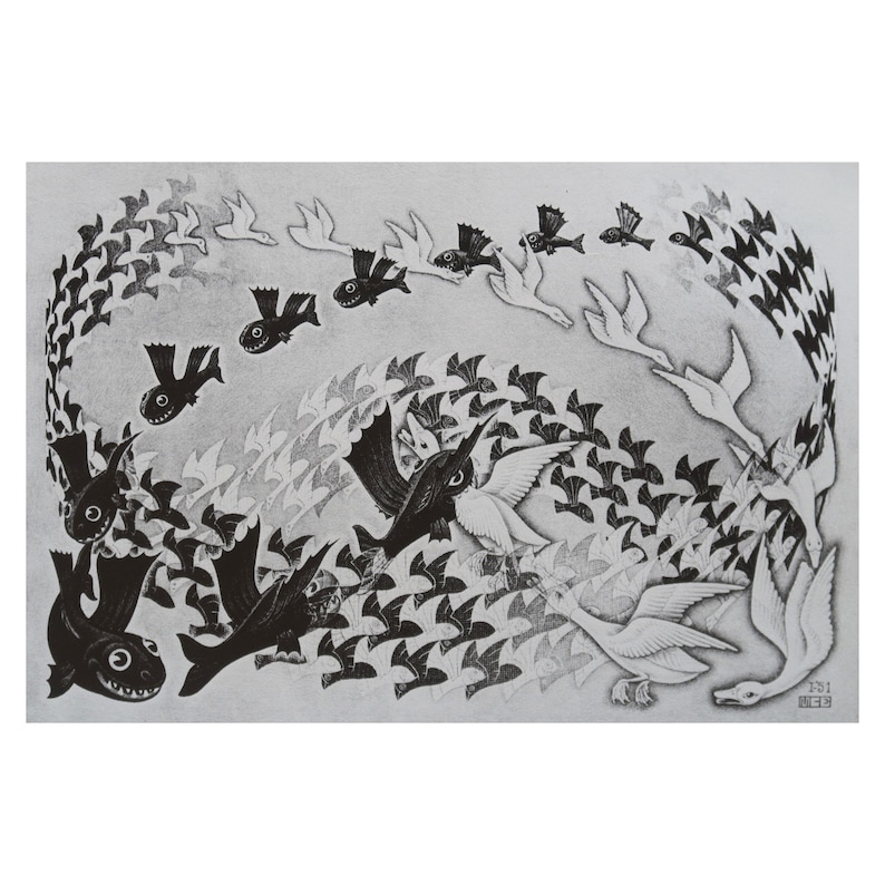 Small MC Escher Vintage Print 1971 | "predestination" (1951) | Home ...