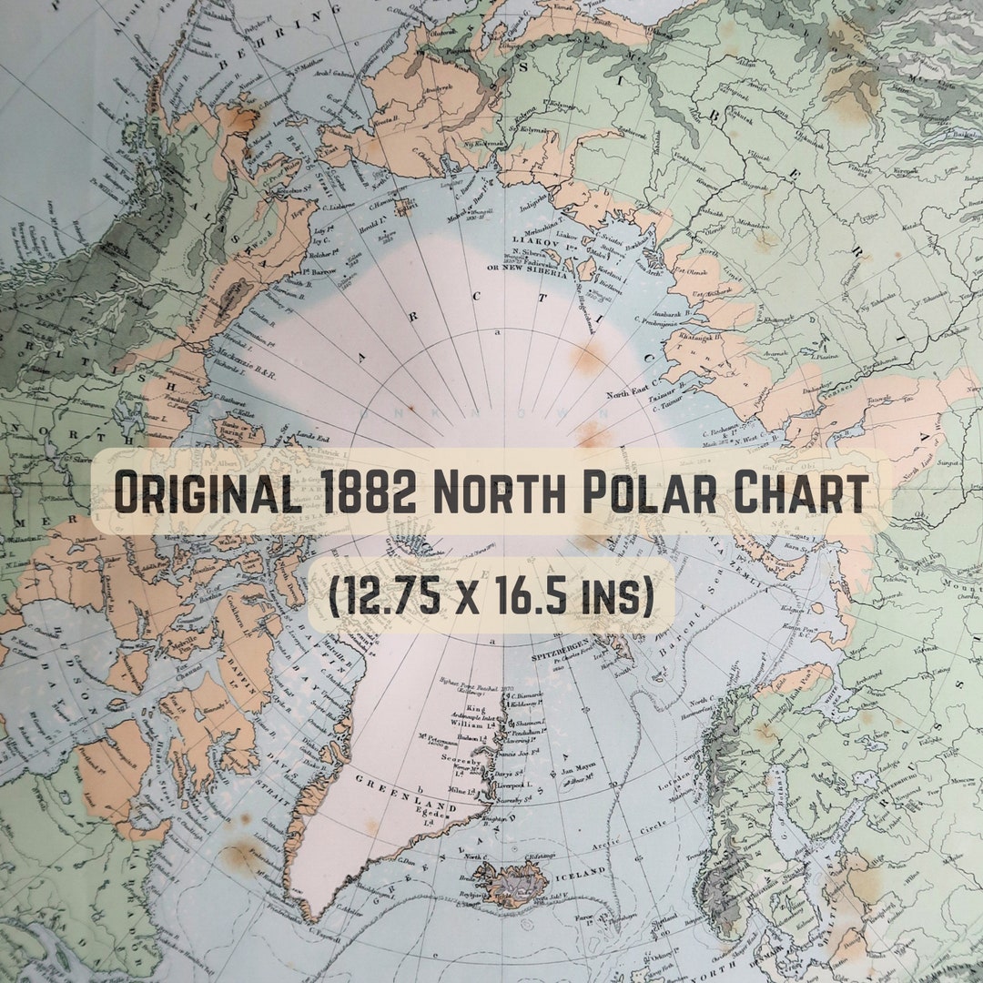 Original 1882 'north Polar Chart' by Keith Johnston | Handy Royal Atlas ...