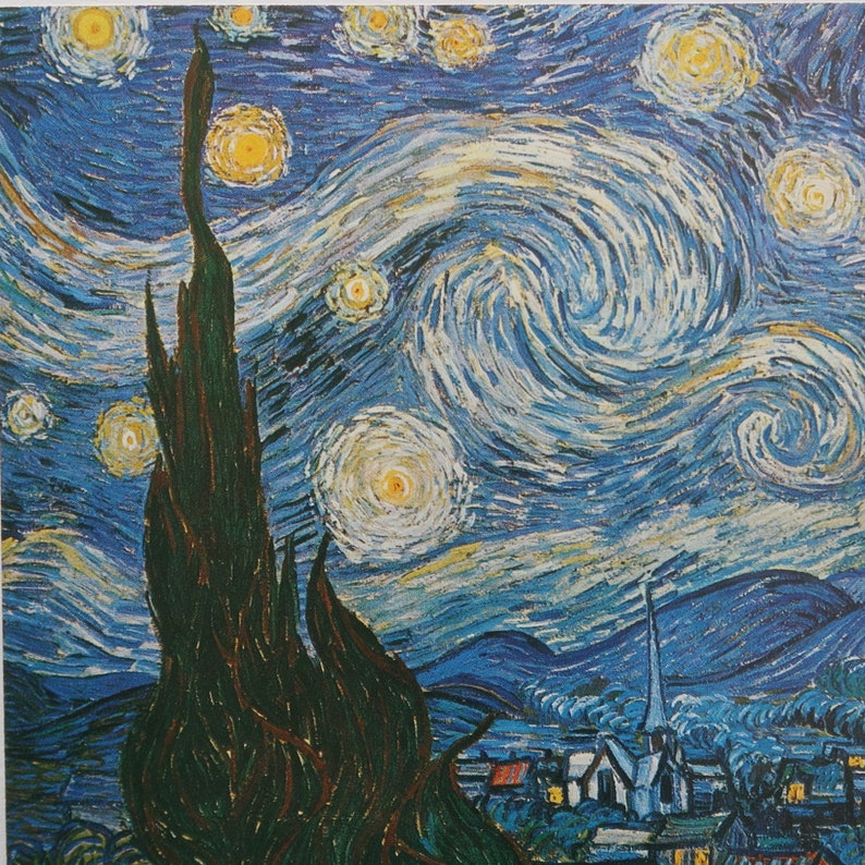 Vincent Van Gogh Vintage Print 1990 the Starry Night Saint-remy 1889 ...