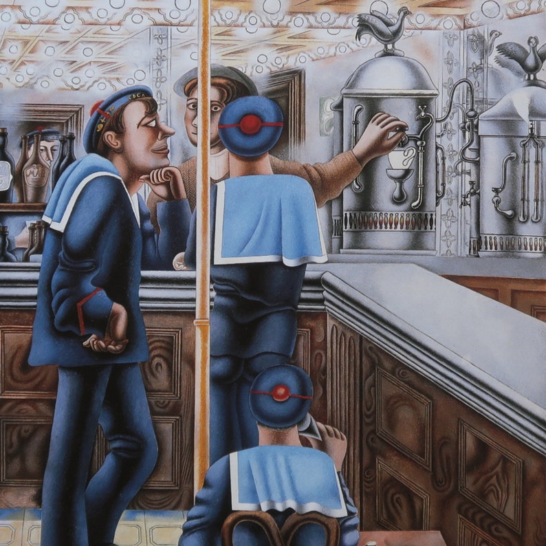 Edward Burra Vintage Print 2004 | "three Sailors at a Bar" (1930 ...