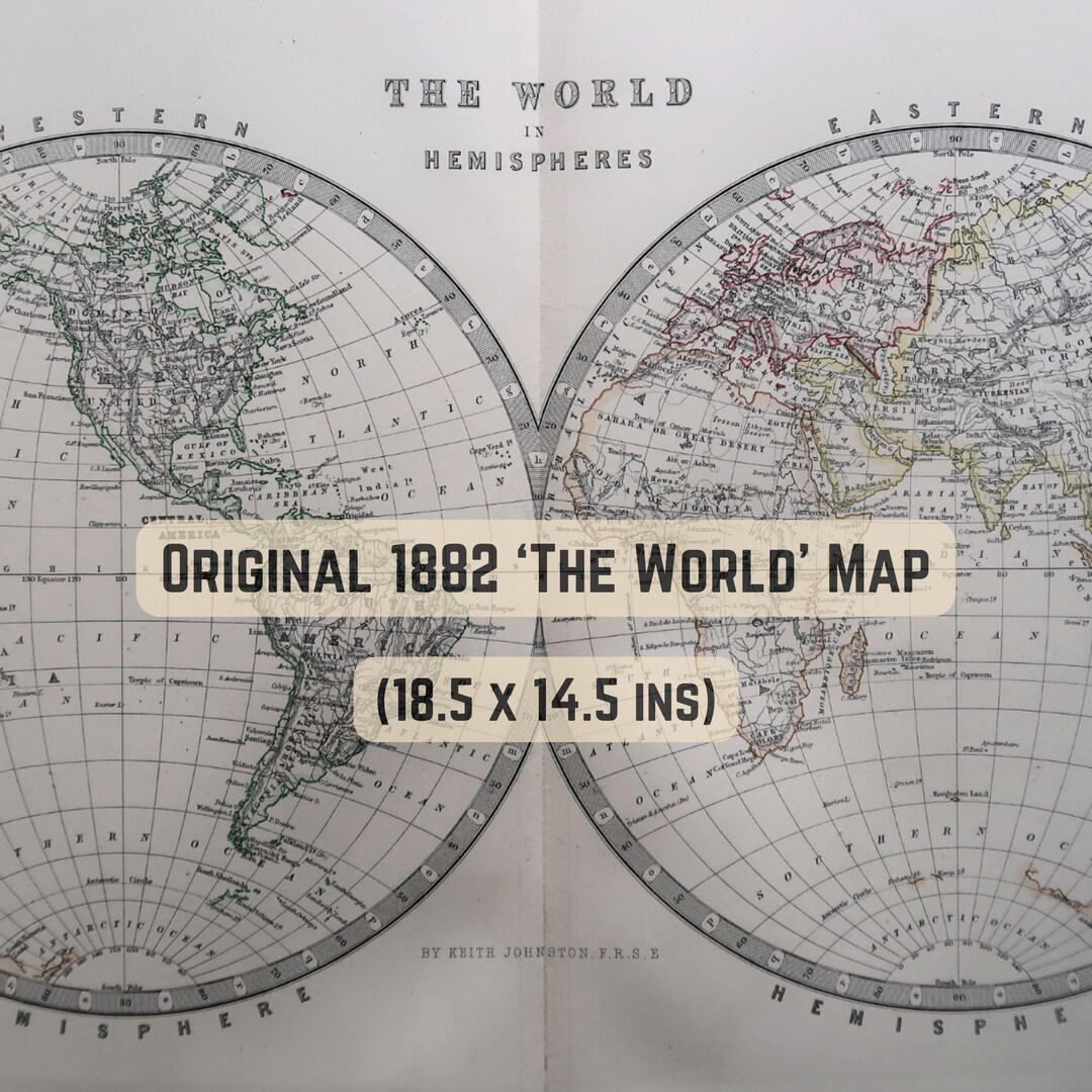 Original 1882 'the World' Map by Keith Johnston | Handy Royal Atlas ...