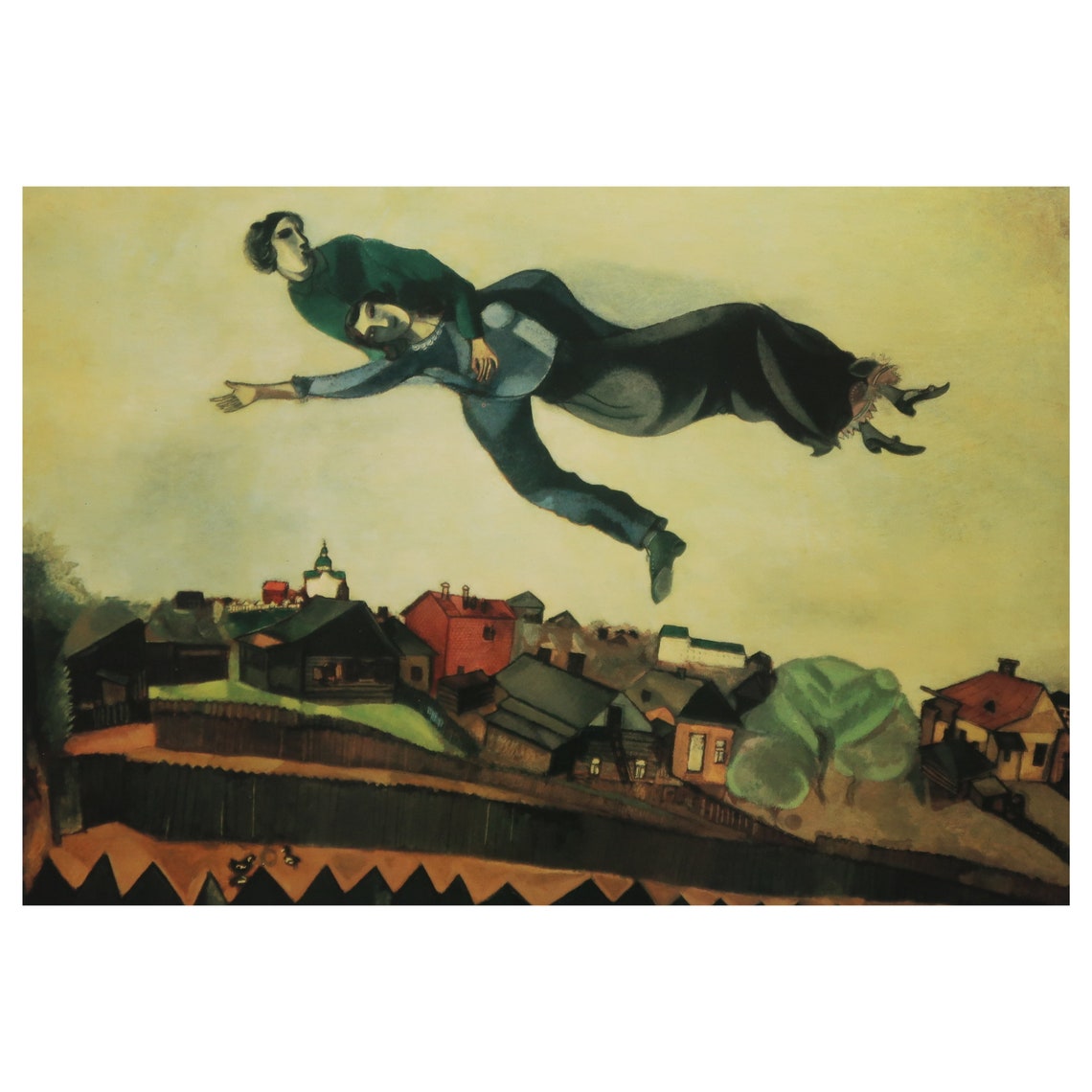 Marc Chagall Vintage Print 1994 above the Town 1915 Home Decor Wall Art ...