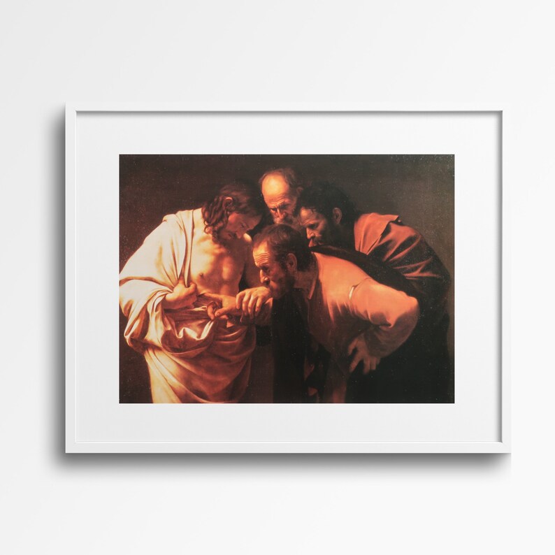 Caravaggio Vintage Print 1994 doubting Thomas 1599 Home Decor Wall Art ...