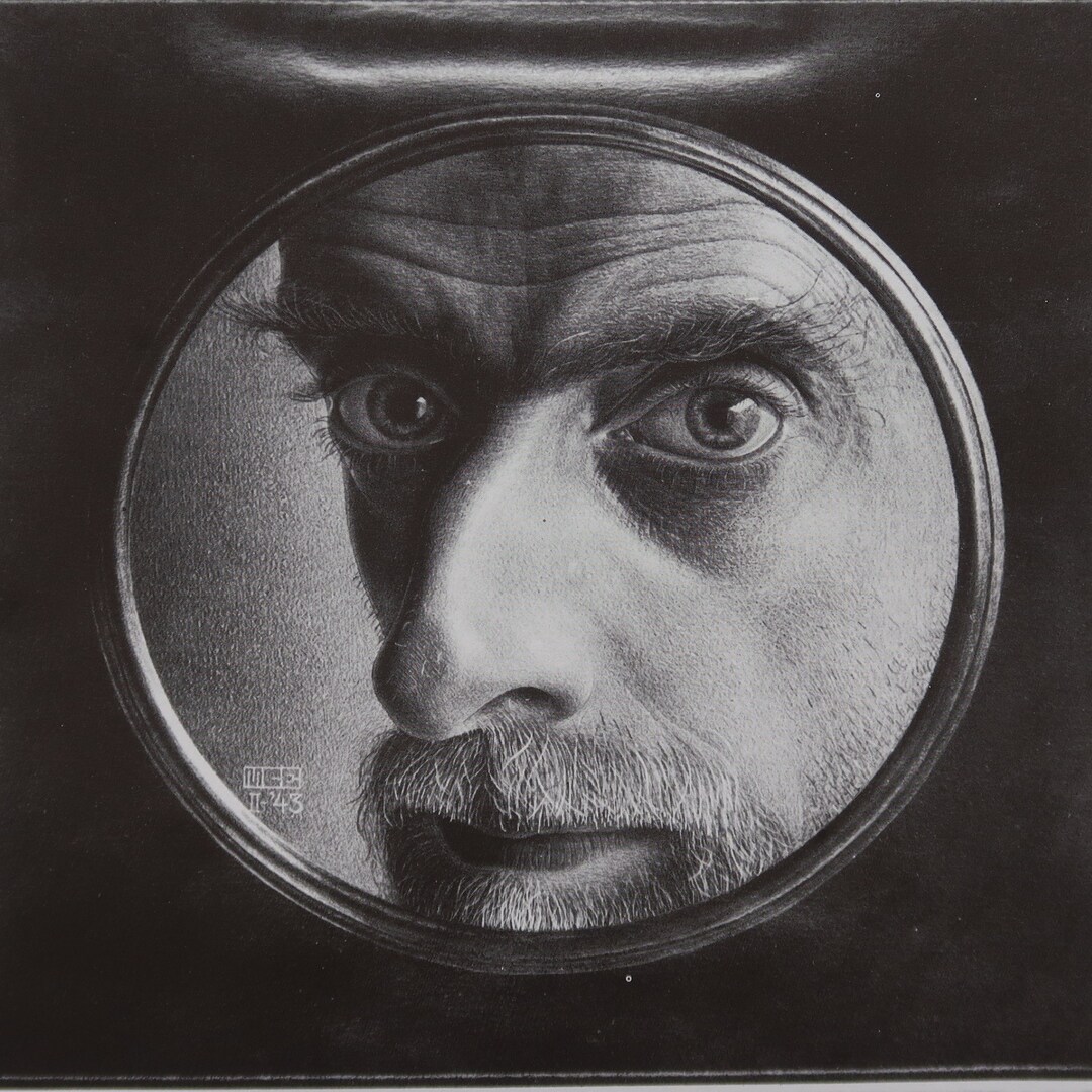 MC Escher Vintage Print 1971 | "self-portrait" (1943) | Home Decor ...