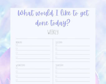 Printable Weekly To-do List in Purple Grid Task Checklist - Etsy