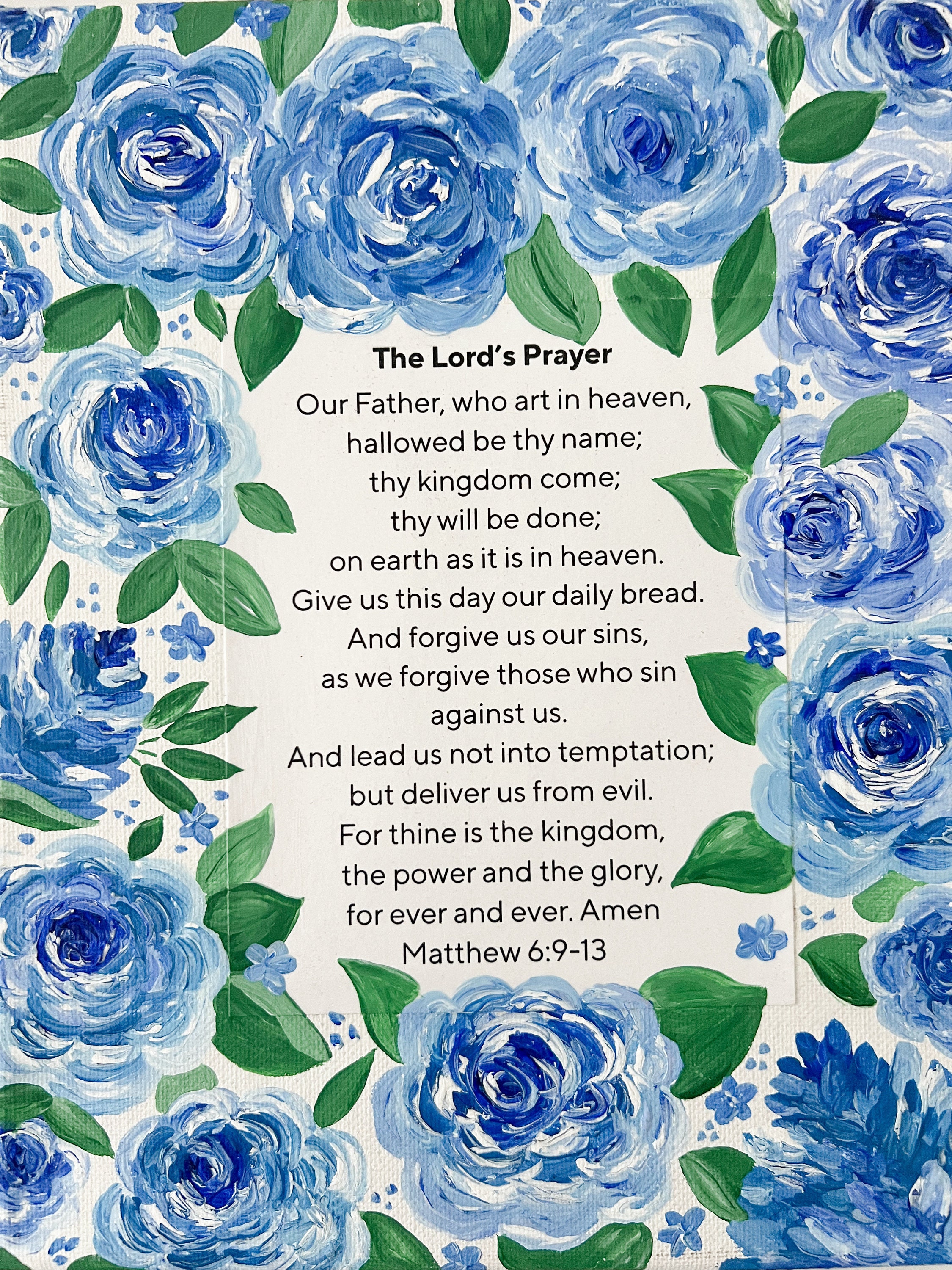 Impressionistic Original Floral “the Lord’s Prayer” Painting on Canvas ...