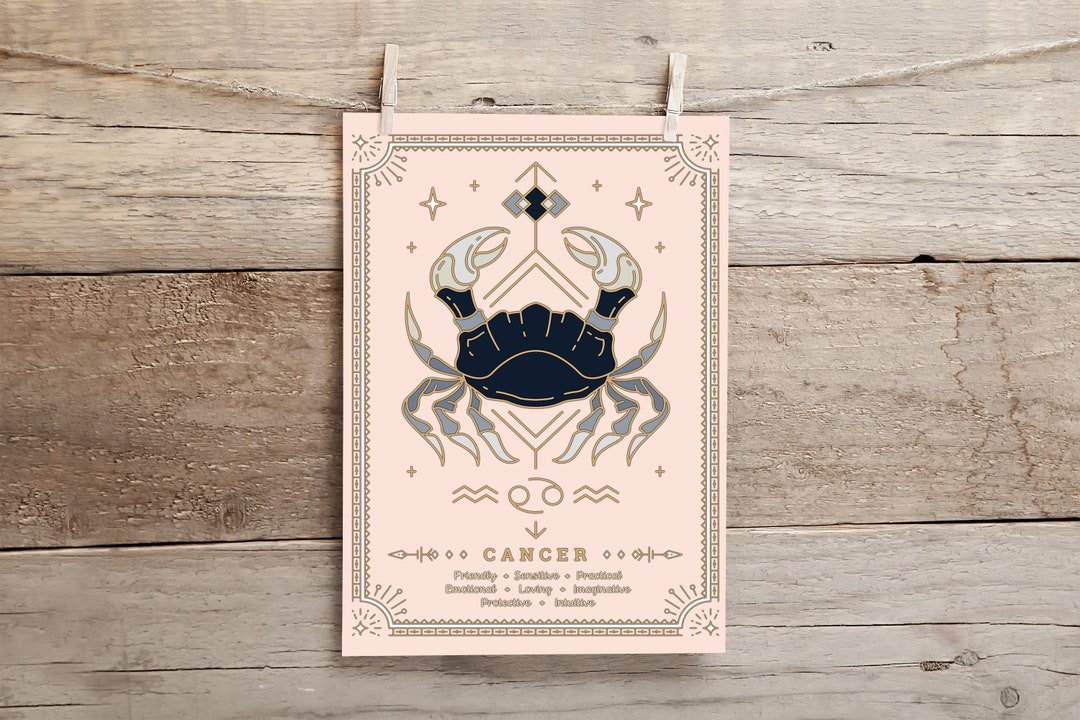 Cancer Zodiac Sign Poster Print, Astrology Witchy Home Decor, Cancer ...