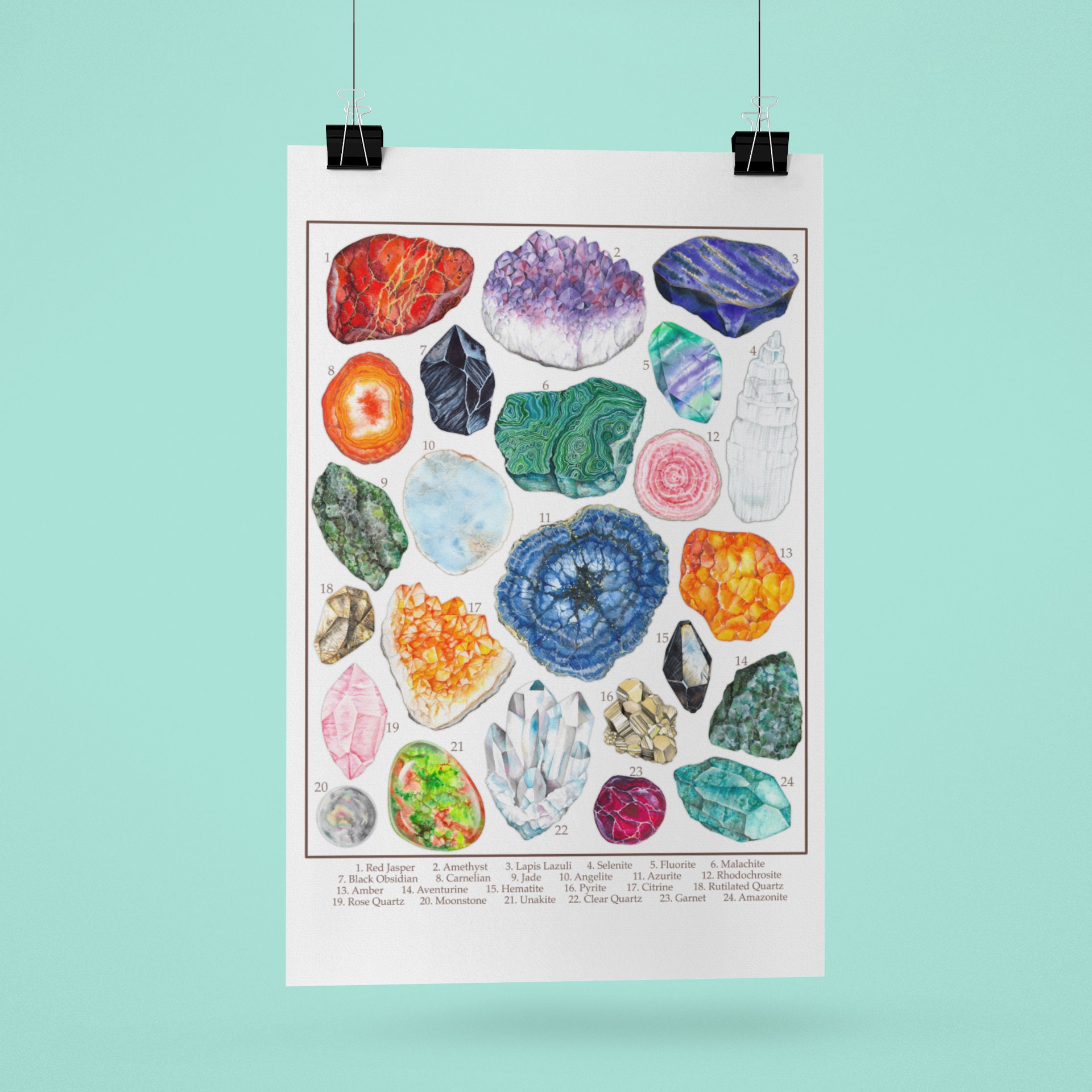 Gemstone Poster Boho Wall Art Crystal Wall Art Dorm Décor | Etsy