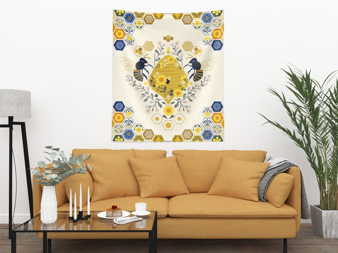 Bee Tapestry Wall Hanging, Cottagecore Decor, Boho Wall Art, Bee Gifts ...
