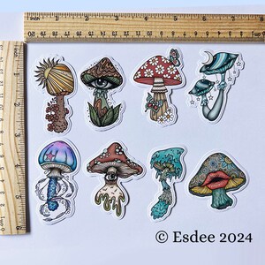 Mushroom Holographic Vinyl Sticker Sheet, Creepy Cute Fungi Mystical ...