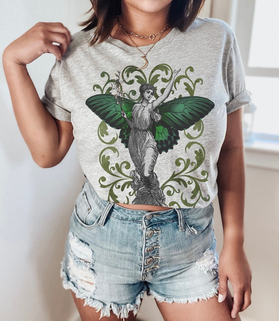 Green Fairy Oversized Tshirt, Fairy Grunge Tee, Mystical Fae Witchy ...