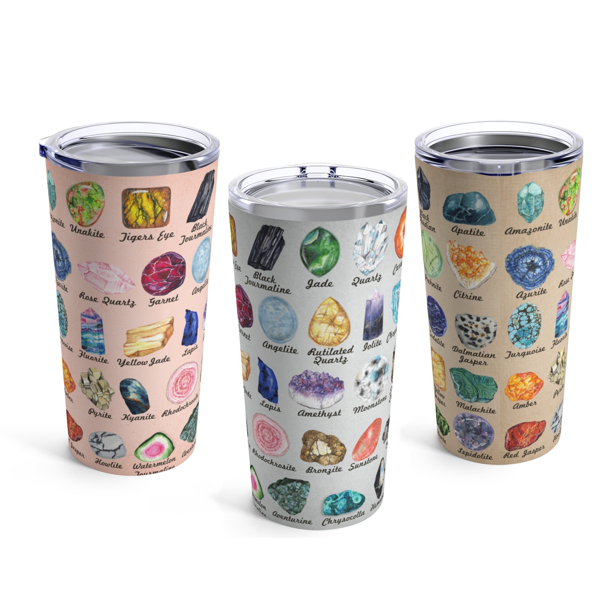 Gemstone 20oz Coffee Tumbler Crystal Travel Mug Semi | Etsy