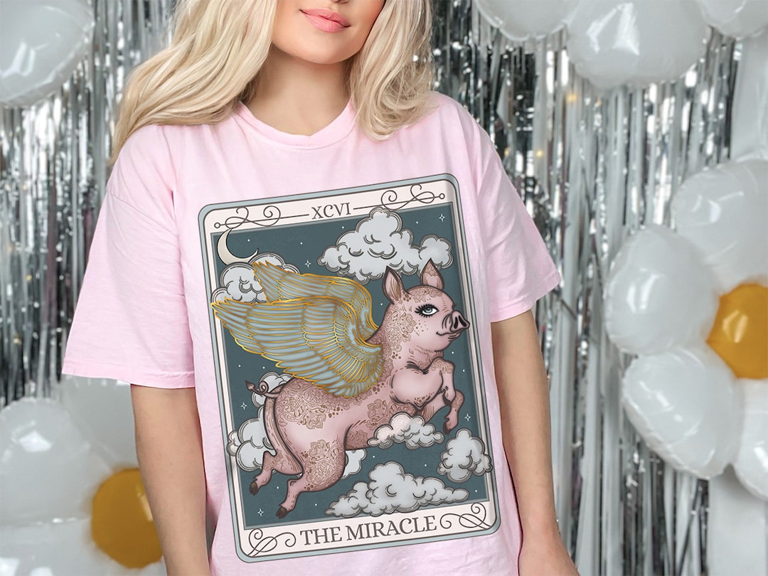 Flying Pig Tarot Card T-shirt: Comfort Colors Lucky Tee - Etsy