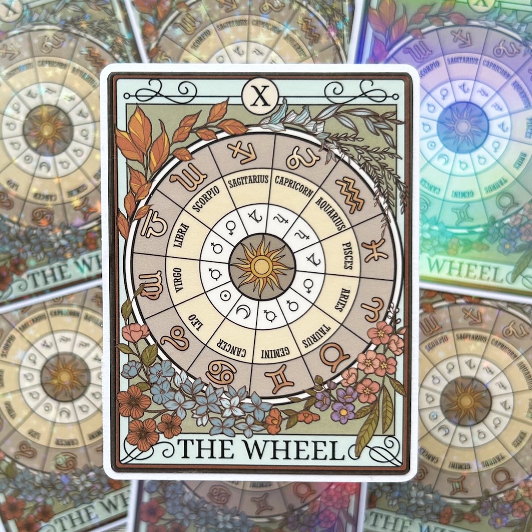 The Wheel Tarot Card Vinyl Sticker, Wheel of Destiny Holographic ...