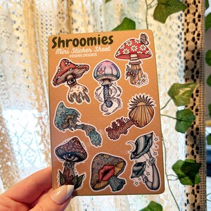 Mushroom Holographic Vinyl Sticker Sheet, Creepy Cute Fungi Mystical ...