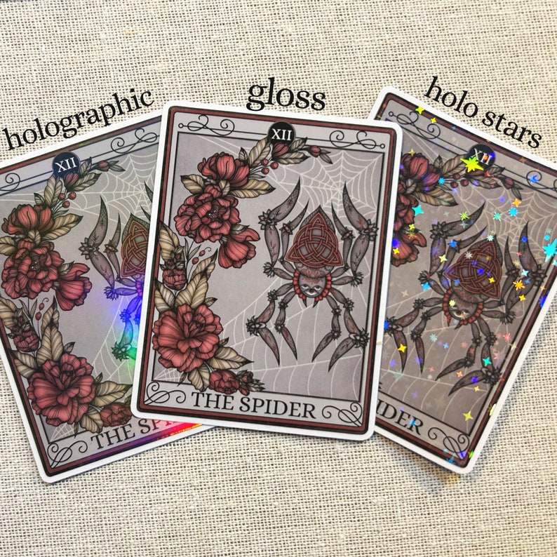 Spider Tarot Card Holographic Sticker, Cottagecore Witch Aesthetic - Etsy