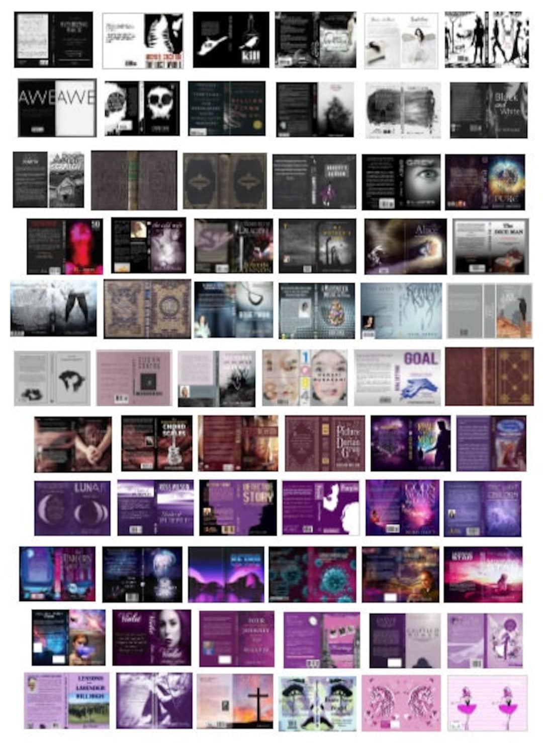 1:24 SCALE - Black White Purple Printable Miniature Book Covers - 65 ...