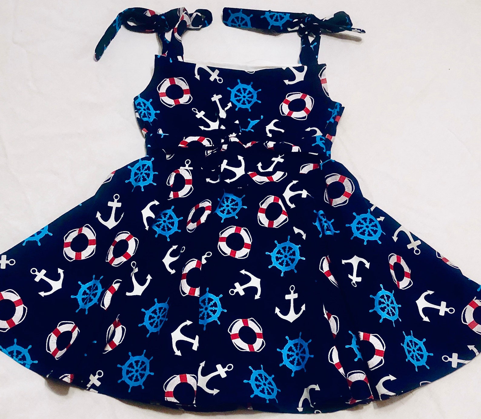 Girls Summer Dress, Girls Sundress, Nautical Dress, Anchor Dress ...