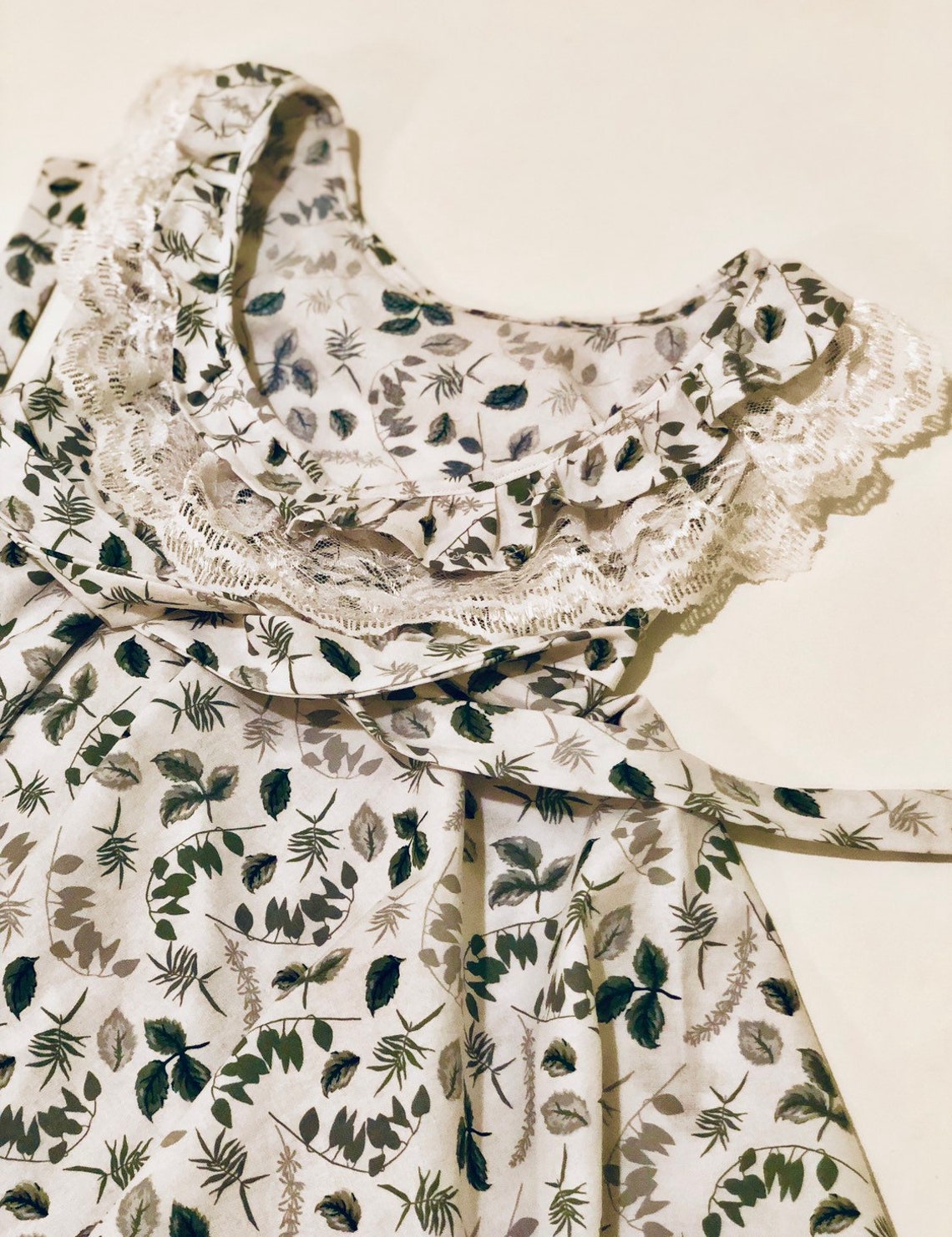 Plants and Nature Printed Cotton Dress for Girl, Green Eucalyptus Dress ...