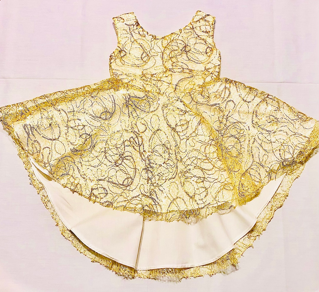 Girls Gold Party Dress, Holiday Dress, Gold High Low Dress, Gift for ...