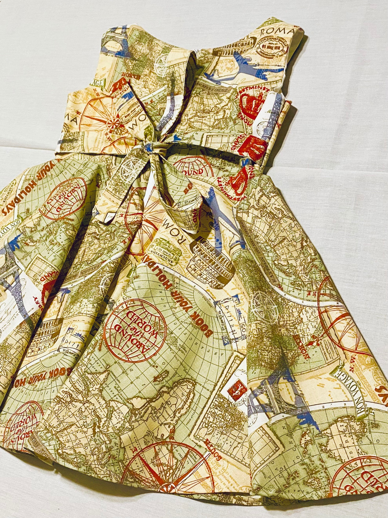 Girls Travel Dress, Around the World, Map Dress, Globe Dress, Vacation ...