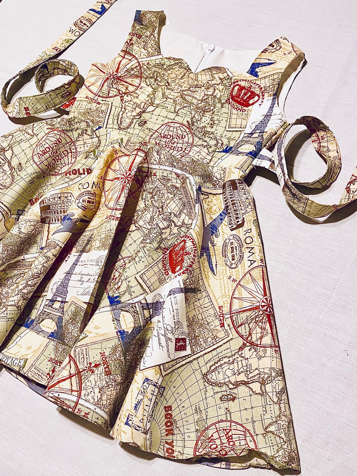 Girls Travel Dress, Around the World, Map Dress, Globe Dress, Vacation ...
