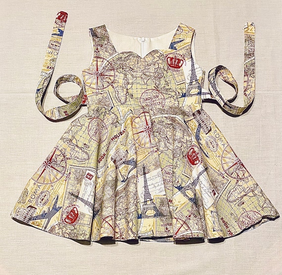 Girls Travel Dress Around the World Map Dress Globe Dress | Etsy