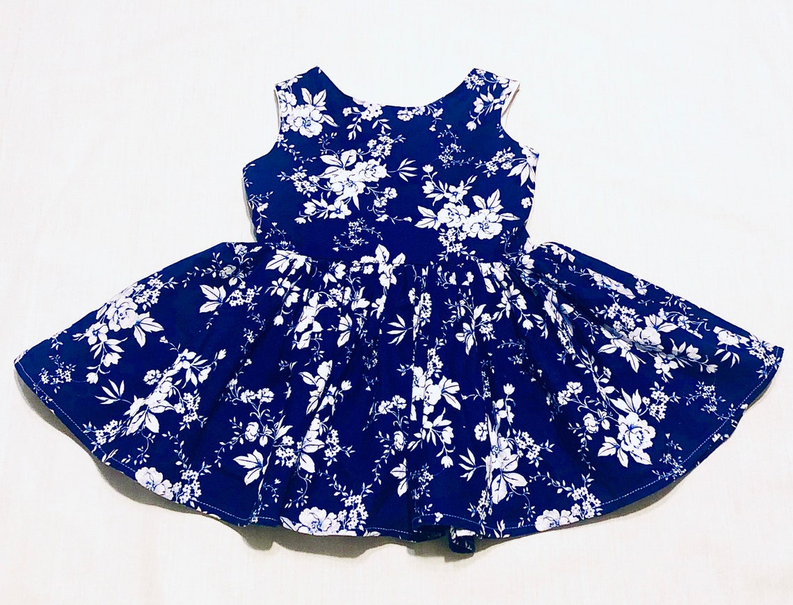 Girls Summer Dress Floral Dress Blue Floral Dress Girls - Etsy