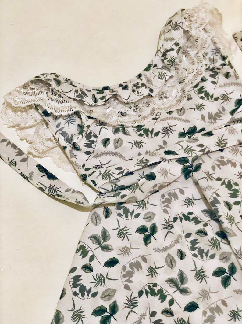 Plants and Nature Printed Cotton Dress for Girl, Green Eucalyptus Dress ...