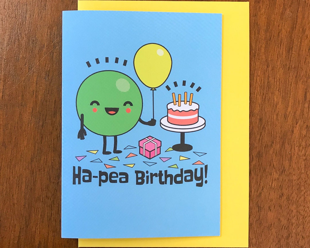 Ha-pea Birthday happy Birthday Funny Vegan Pun Greeting - Etsy