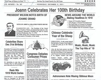 100th Birthday Newspaper | Etsy